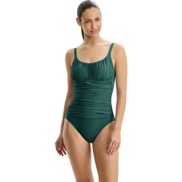 GOTTEX Tutti Frutti Shirred Peasant One Piece - Forest-green