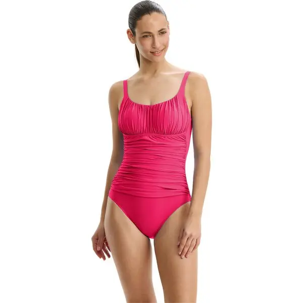 GOTTEX Tutti Frutti Shirred Peasant One Piece - Magenta