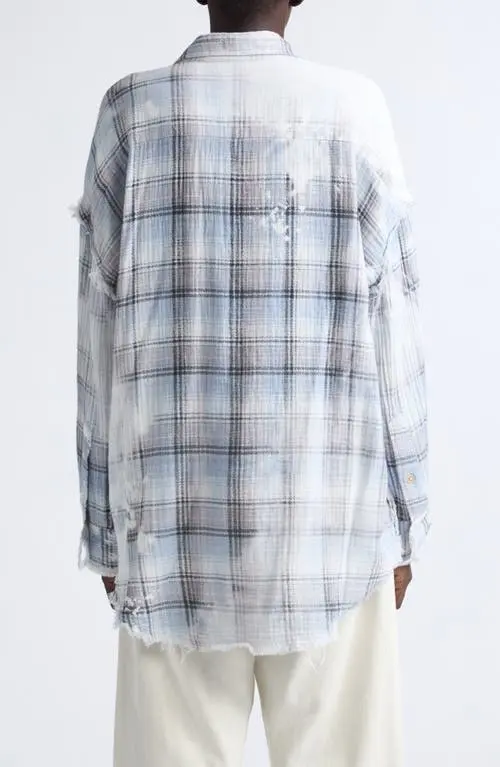 R13 Shredded Seam Plaid Flannel Shirt