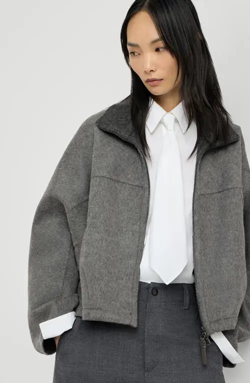 Brunello Cucinelli Hand-crafted Bomber Jacket In Virgin Wool Double Cloth With Shiny Zipper Pull