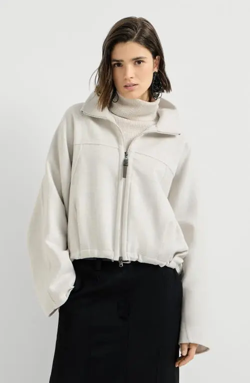 Brunello Cucinelli Hand-crafted Virgin Wool Double Cloth Bomber Jacket - Grey