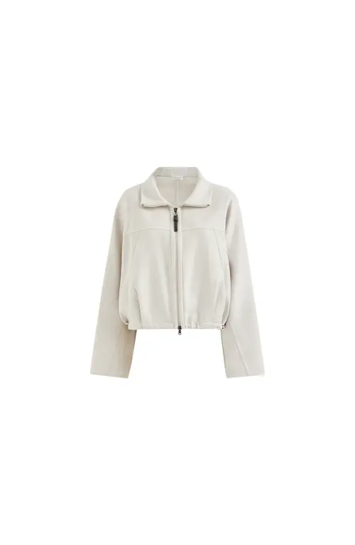 Brunello Cucinelli Hand-crafted Virgin Wool Double Cloth Bomber Jacket - Grey