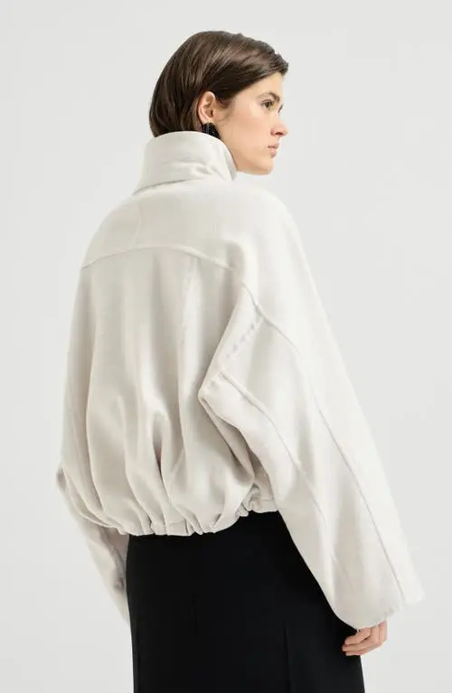Brunello Cucinelli Hand-crafted Virgin Wool Double Cloth Bomber Jacket - Grey