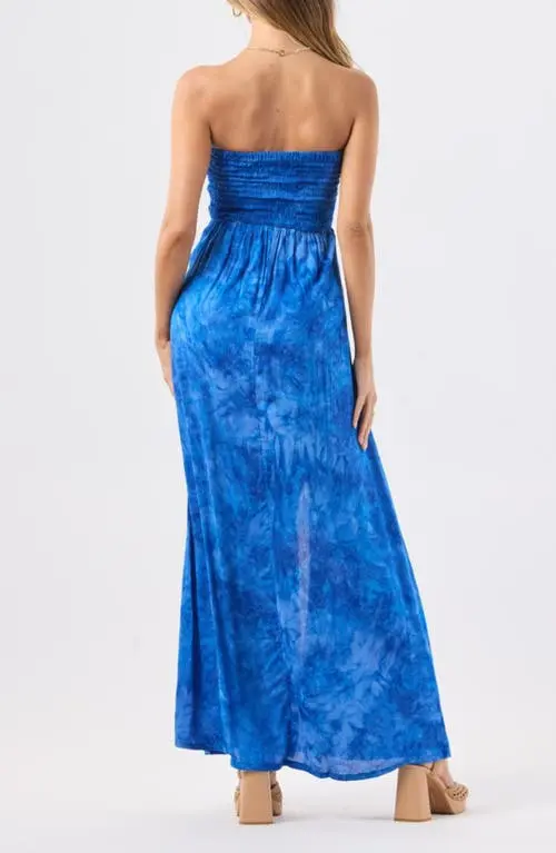 Tiare Hawaii Emilia Strapless Maxi Dress - Marbled Pacific