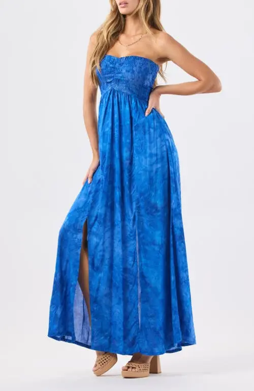 Tiare Hawaii Emilia Strapless Maxi Dress - Marbled Pacific