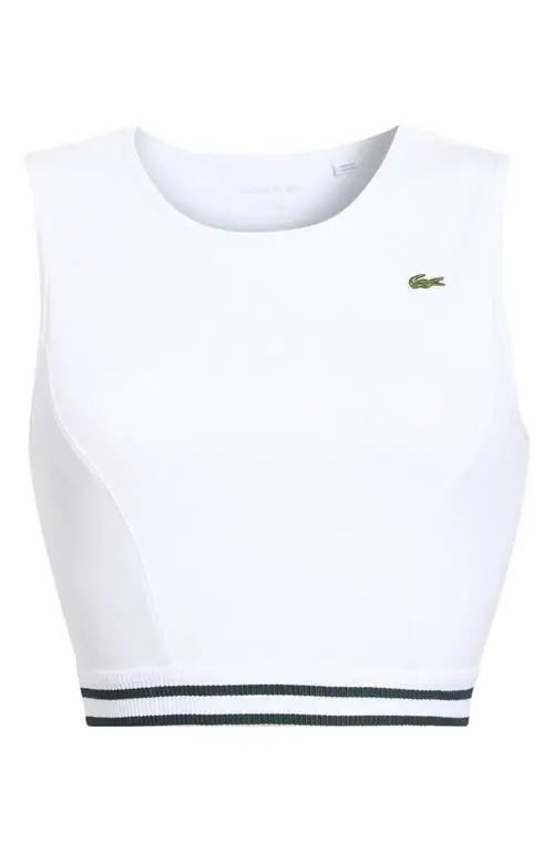 Lacoste Ribbed Cotton Blend Cropped Tank Top