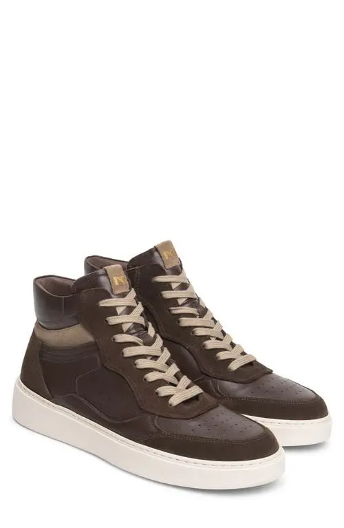 NEROGIARDINI High Top Retro Leather Sneaker - Chocolate