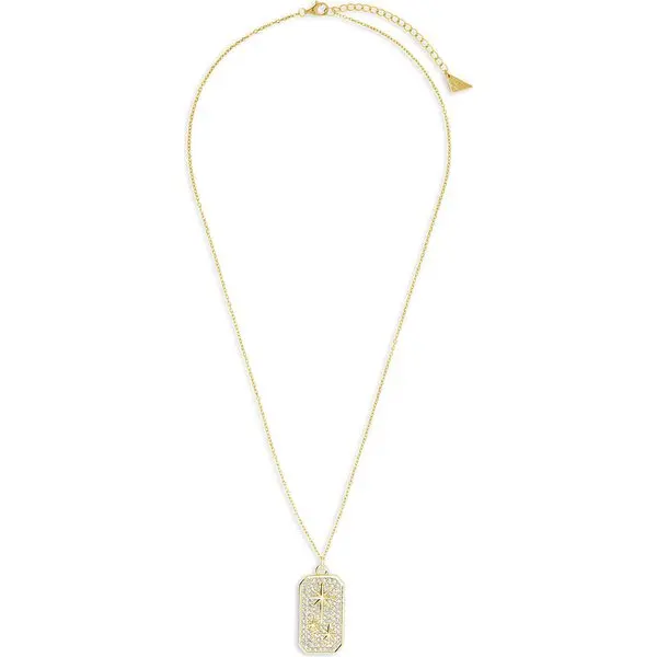 Sterling Forever Cubic Zirconia North Star Pendant Necklace - Gold