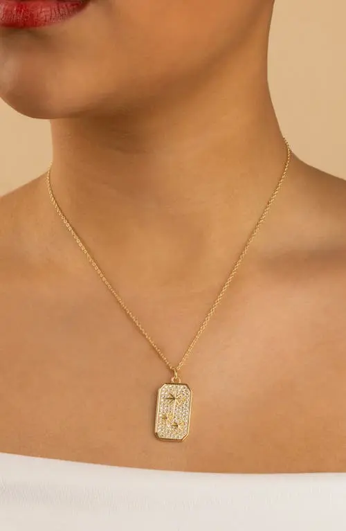 Sterling Forever Cubic Zirconia North Star Pendant Necklace - Gold