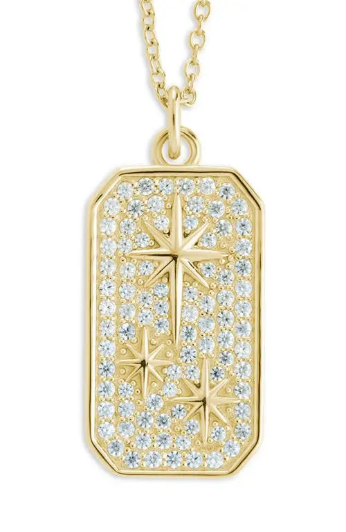 Sterling Forever Cubic Zirconia North Star Pendant Necklace - Gold