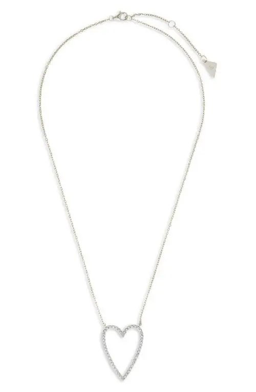Sterling Forever 14k Plated Sterling Cubic Zirconia Heart Pendant Necklace - Silver