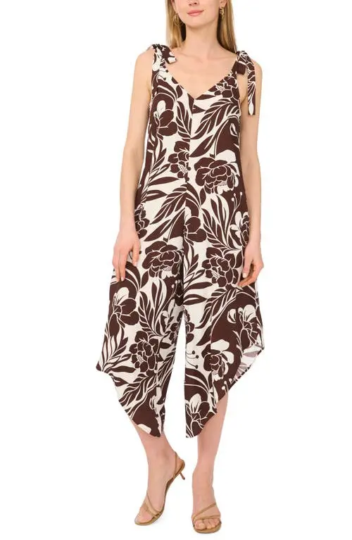 Vince Camuto Tie Strap Wide Leg Jumpsuit - Mocha