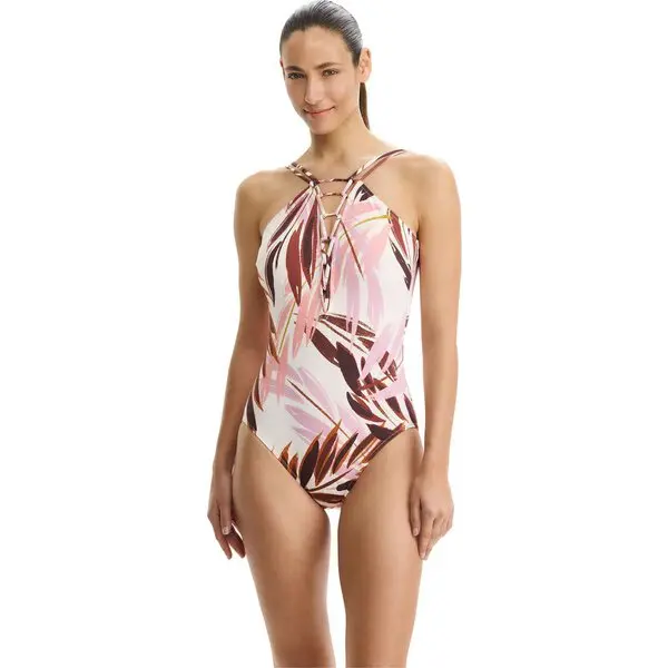 GOTTEX Island Breeze Braided High Neck One Piece - Brown-pink