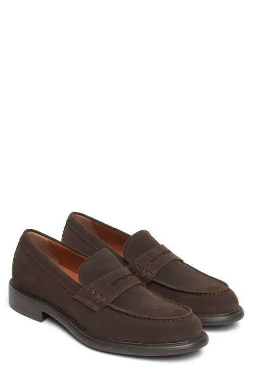 NEROGIARDINI Leather Penny Loafer - Chocolate