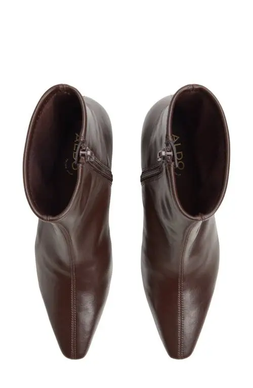 Aldo Alyonna Faux Leather Ankle Bootie With Kitten Heel And Square Toe - Brown