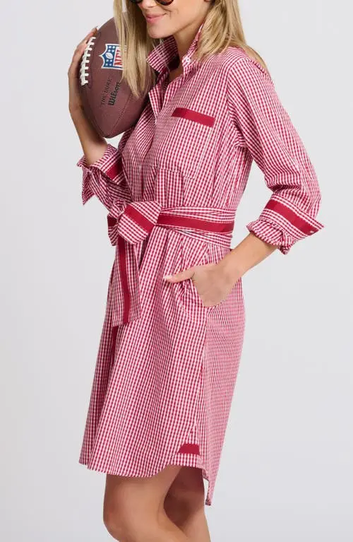 SHIRTY Winnie Gingham Cotton Shirtdress With Sash - Dark Red