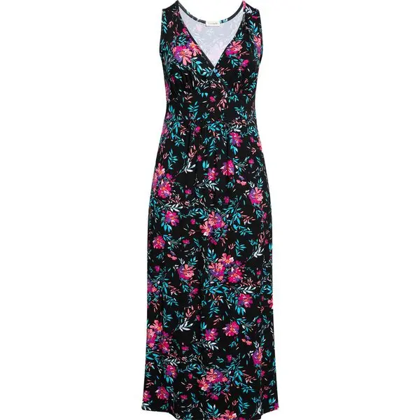 Loveappella Empire Waist Maxi Dress - Black/fuchsia