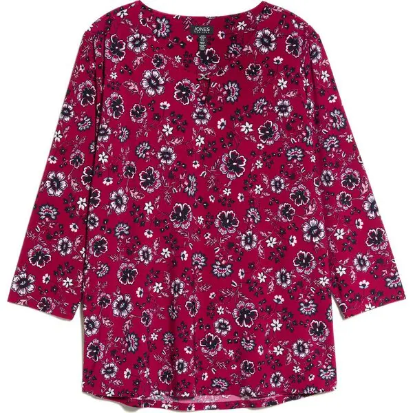 Jones New York Floral V-neck Knit Top