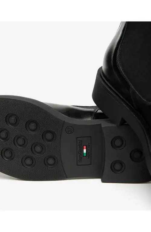 NEROGIARDINI Leather Chelsea Bootie With Block Heel And Lug Sole - Black