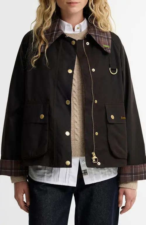 Barbour Icons Tartan Collar Spey Waxed Cotton Jacket