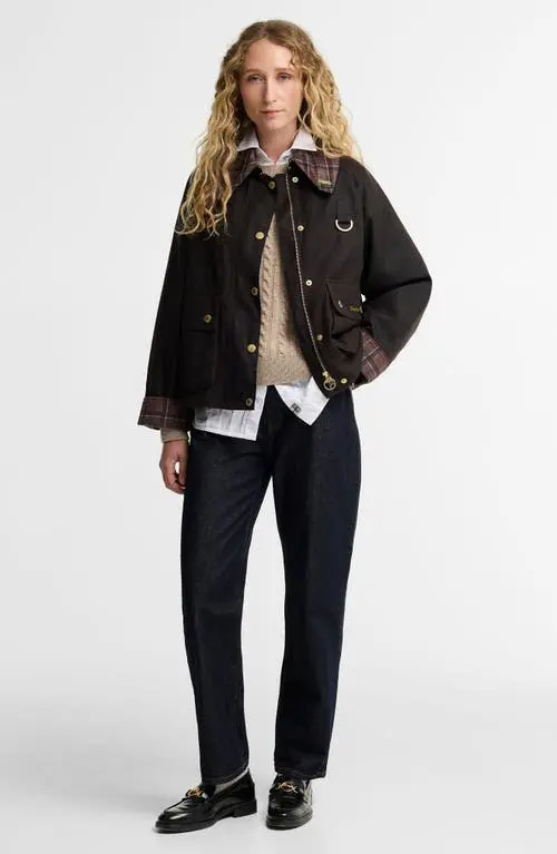 Barbour Icons Tartan Collar Spey Waxed Cotton Jacket