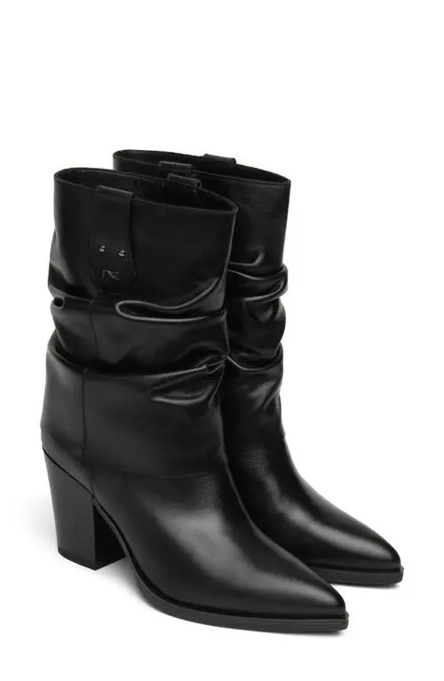 NEROGIARDINI Slouchy Leather Western Boot - Black