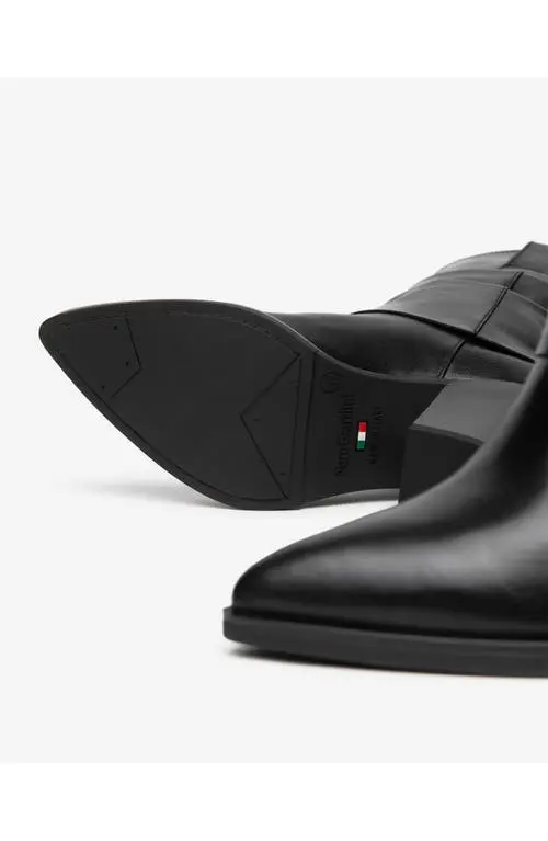 NEROGIARDINI Slouchy Leather Western Boot - Black