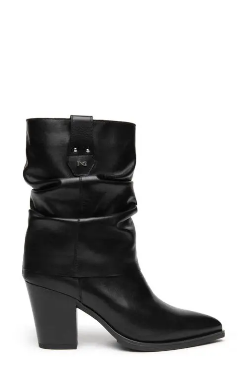 NEROGIARDINI Slouchy Leather Western Boots - Black