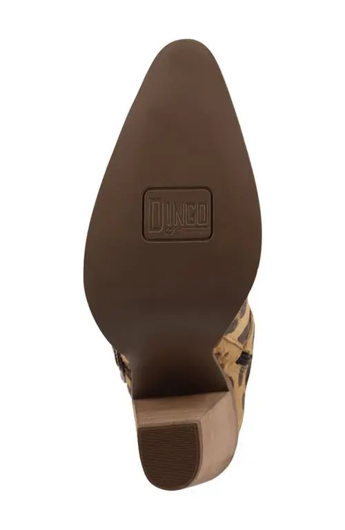 DINGO Buckled Print Leather Western Boots - Leopard
