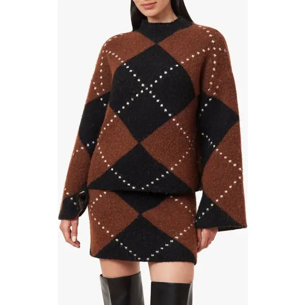 Habitual Argyle Mock Neck Sweater