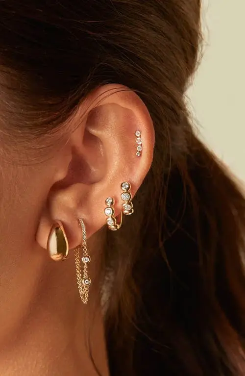 Ef Collection 14k Gold Diamond Arc Stud Earrings