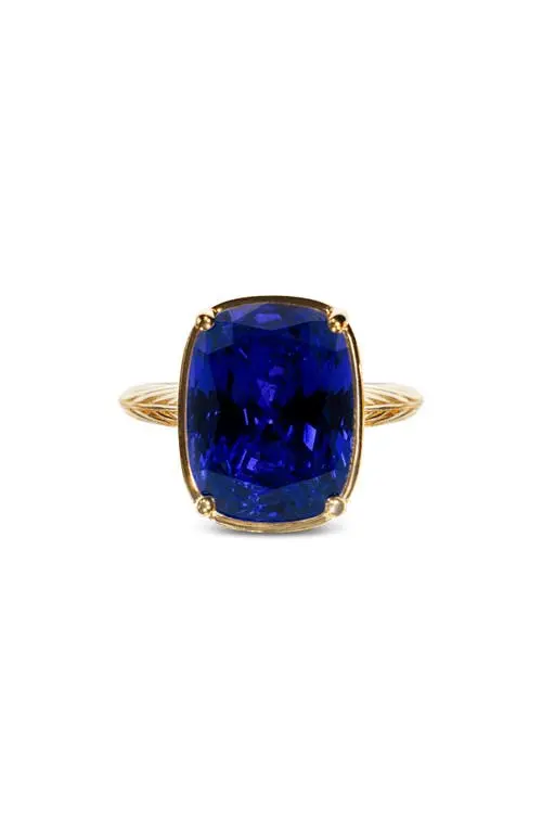 Sterling Forever 14k Plated Elongated Cushion Stone Ring - Gold