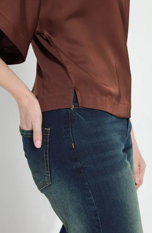 Lyssé Ginger Mixed Media Dolman Tee - Maple