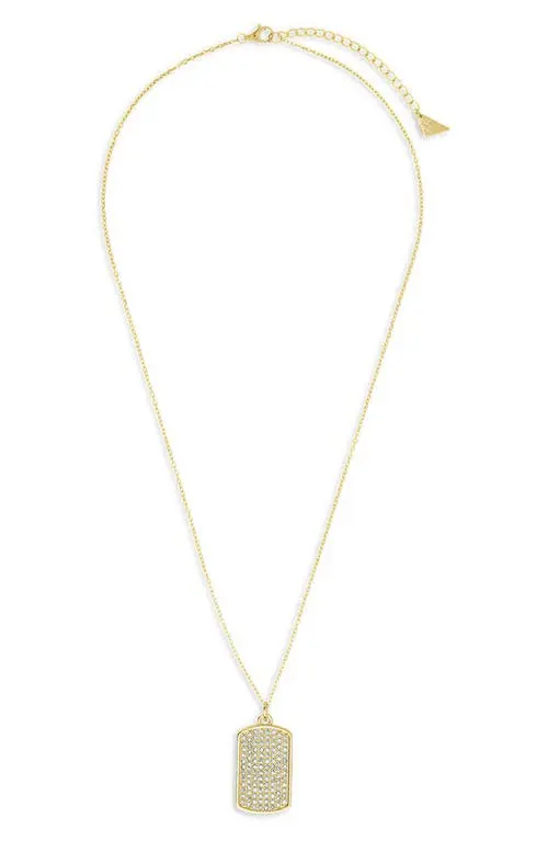 Sterling Forever Pavé Cubic Zirconia Rectangle Pendant Necklace - Gold