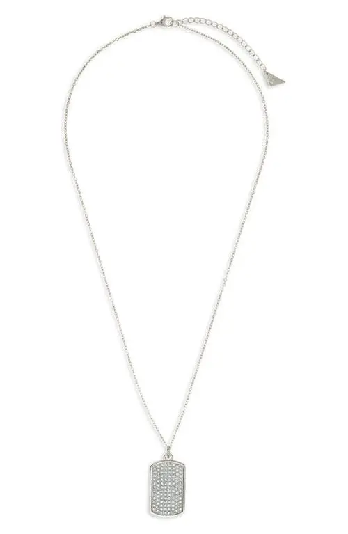 Sterling Forever Pavé Cubic Zirconia Rectangle Pendant Necklace - Silver