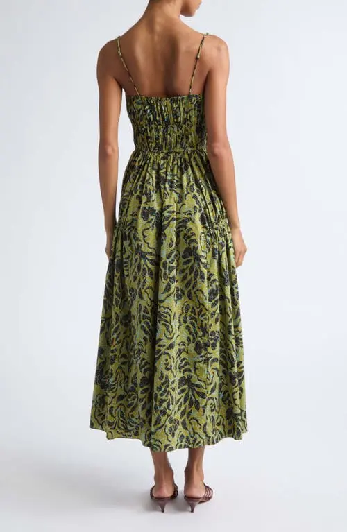 Ulla Johnson Vidri Printed Cotton Midi Dress - Chartreuse