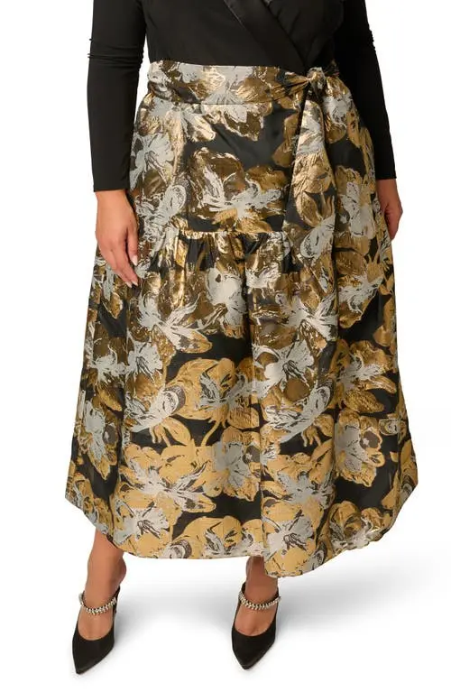 Adrianna Papell Jacquard Shawl Collar Dress