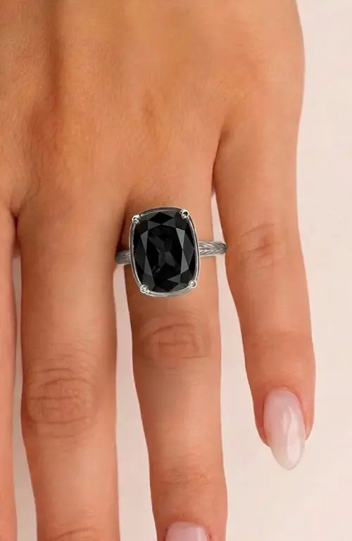 Sterling Forever Cushion Cut Statement Ring - Black/silver