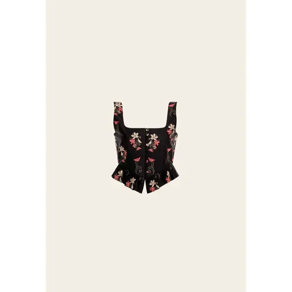 Agua Bendita Eslabón Noche Cropped Embroidered Top
