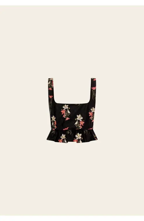 Agua Bendita Eslabón Noche Cropped Embroidered Top