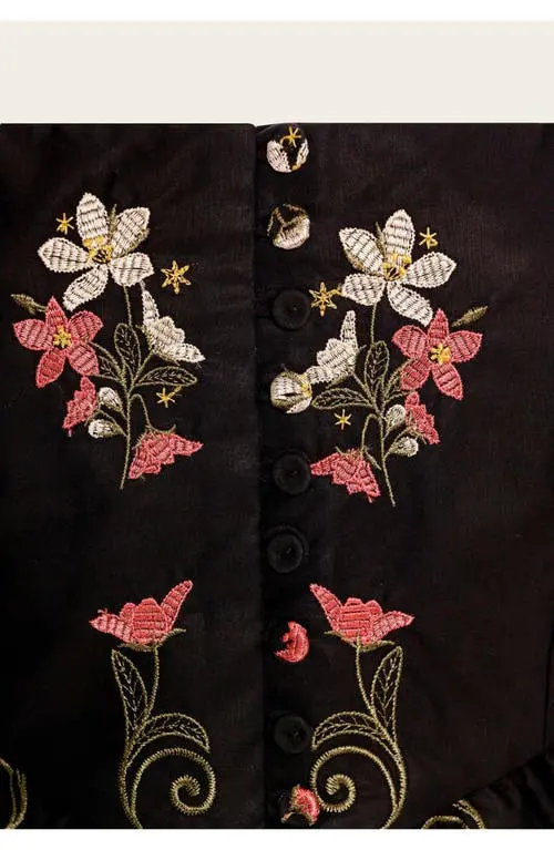 Agua Bendita Eslabón Noche Cropped Embroidered Top