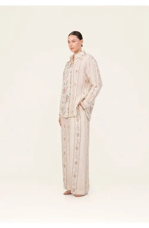 Agua Bendita Cecilia Navegante Embroidered Linen Shirt - Ivory