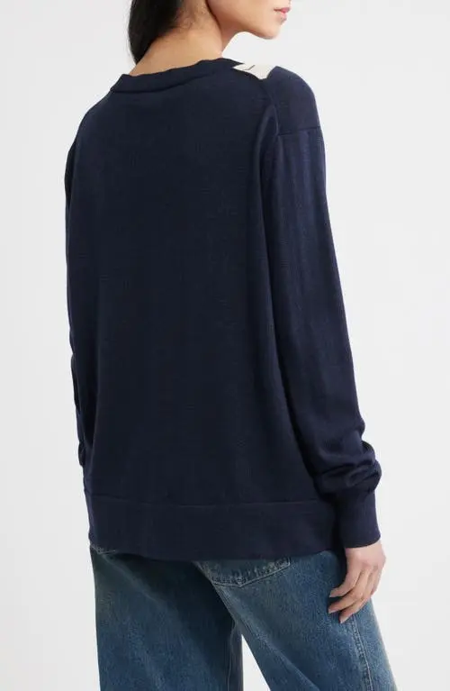 DL1961 Argyle Extra Fine Merino Wool V Neck Cardigan