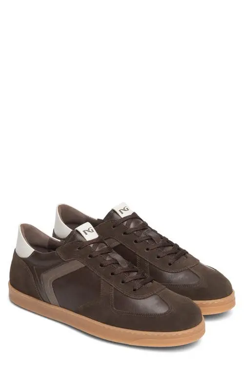 NEROGIARDINI Leather Low Top Retro Sneaker - Chocolate