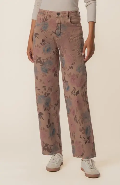 Kut From The Kloth Ashton Floral High Waist Crop Barrel Jeans