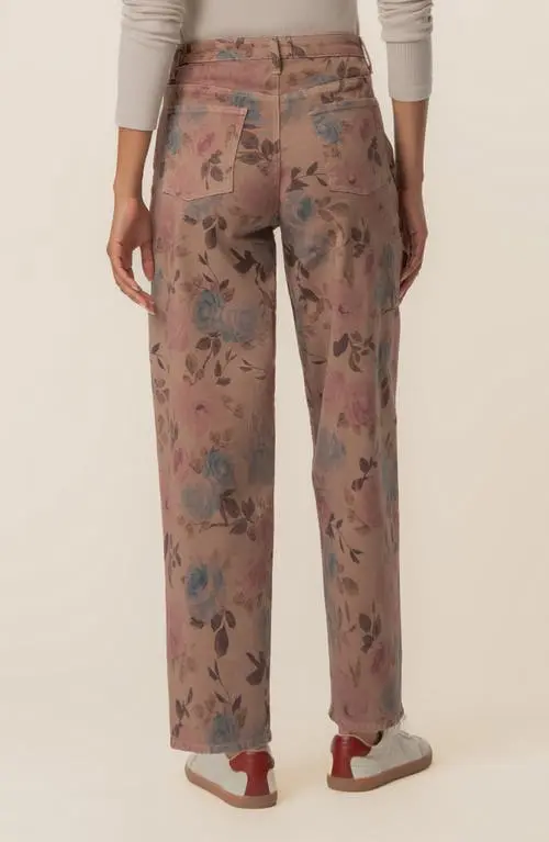 Kut From The Kloth Ashton Floral High Waist Crop Barrel Jeans