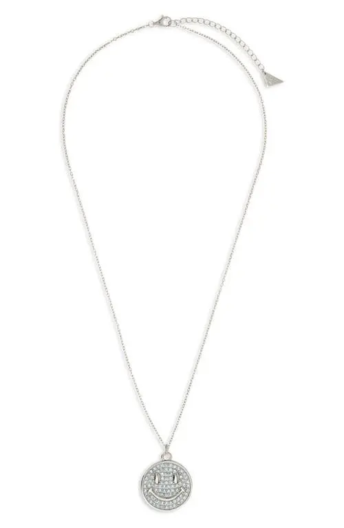 Sterling Forever Pavé Cubic Zirconia Positivity Pendant Necklace - Silver