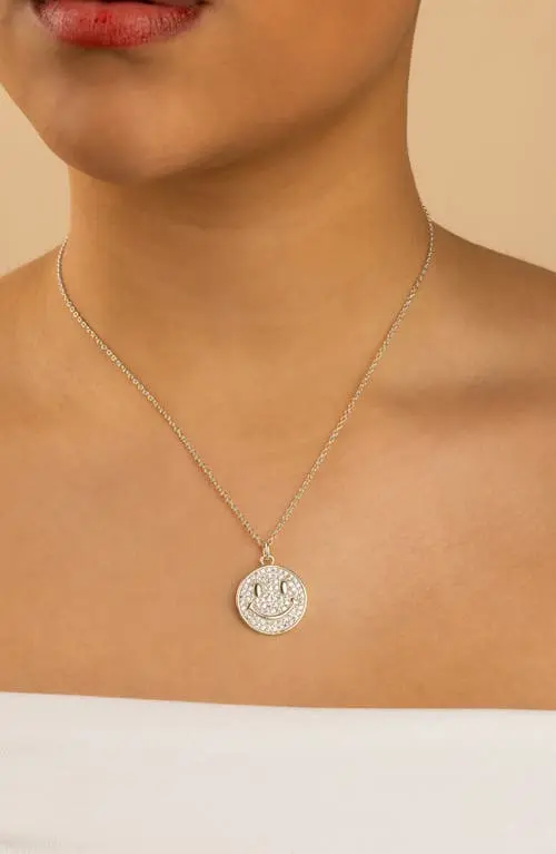 Sterling Forever Pavé Cubic Zirconia Positivity Pendant Necklace - Silver