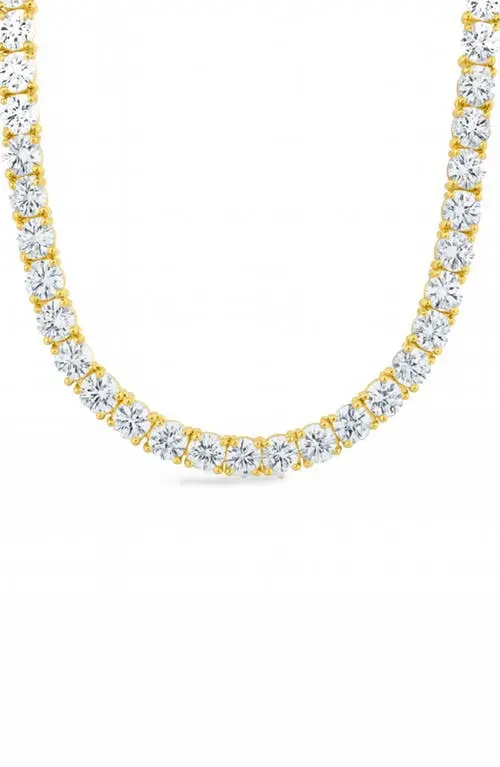 Sterling Forever Marisol Round Cut Cubic Zirconia Tennis Necklace - Gold