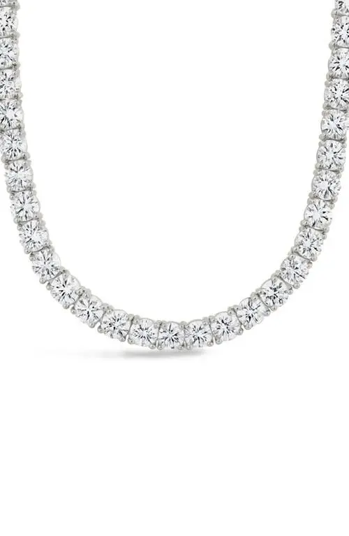 Sterling Forever Marisol Round Cut Cubic Zirconia Tennis Necklace - Silver